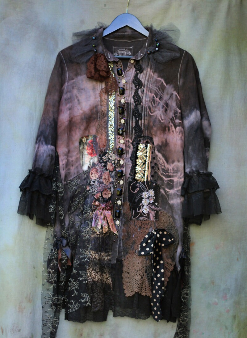 Boho Linen Jacket artsy Girl Medium Size, Rustic Linen Jacket, Vintage ...