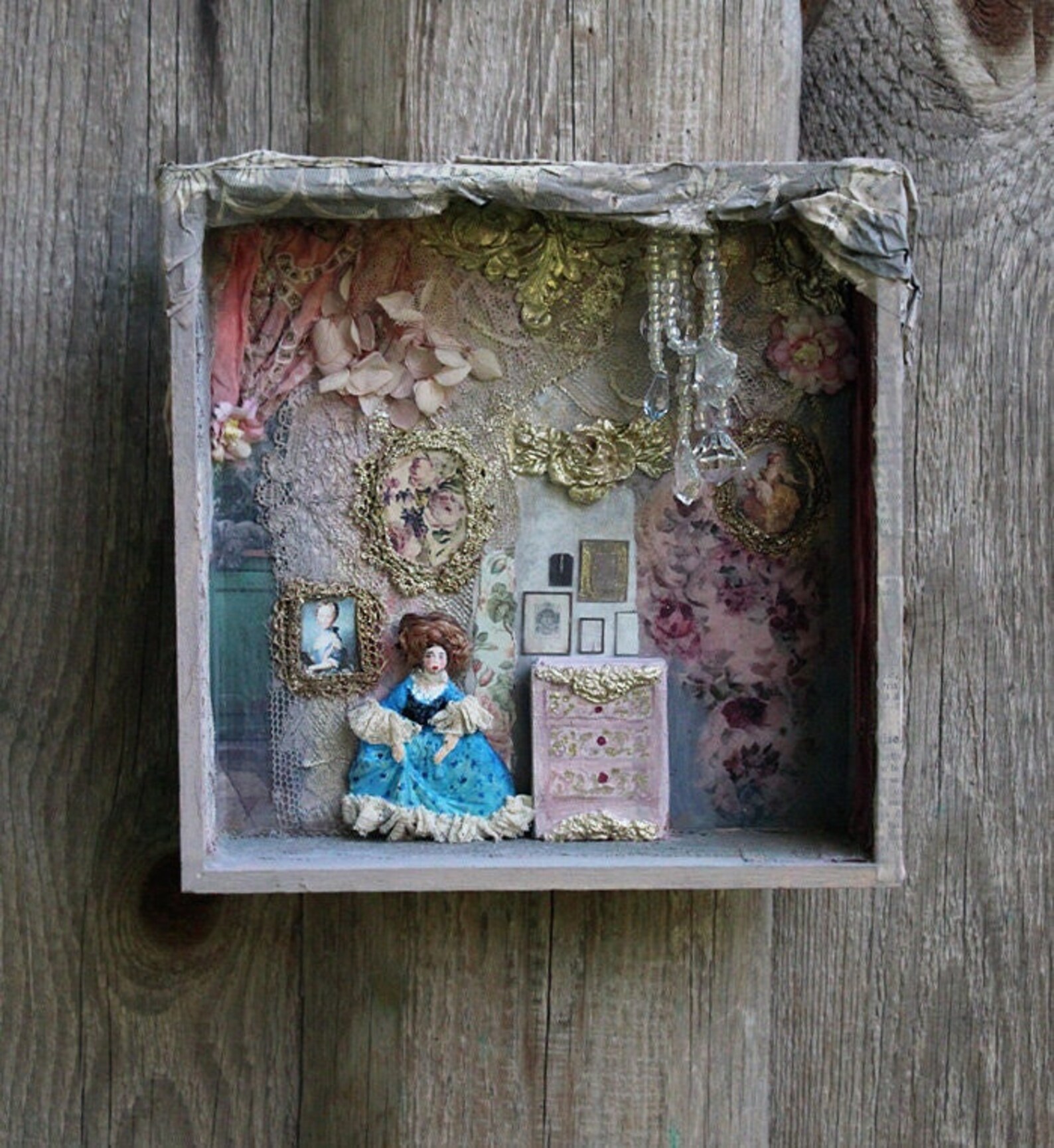 Collage Diorama, Assemblage Art Shadow Box 'little Boudoir" Original ...