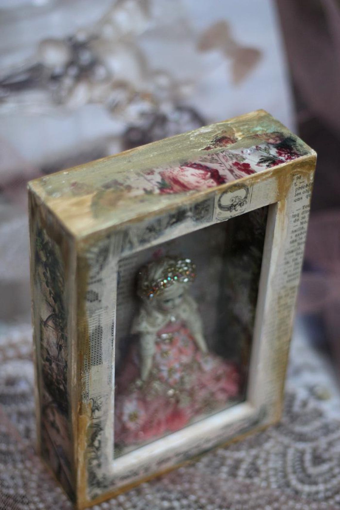 Original Art, Shadow Box W Glass Front "little Boudoir" 5,5 X3,9 Inch ...