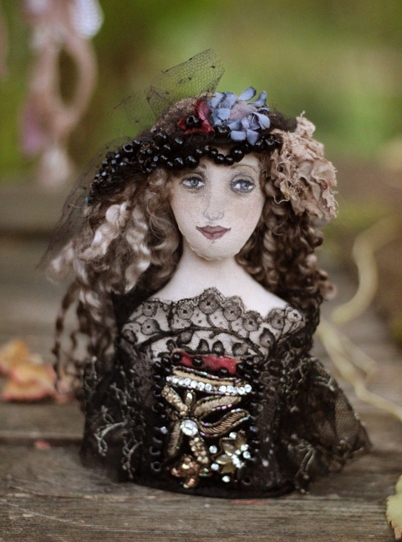 Textile Art victorian Fairy Fabric Figurine, Home Decor, Art Doll Bust ...
