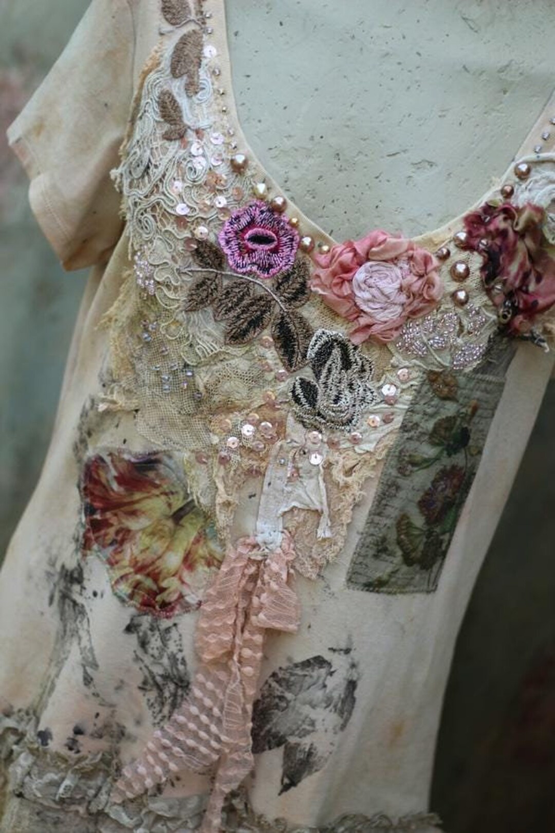 Botanic Print Boho Romantic Cotton Top "botany" Hippy Gypsy Romantic ...