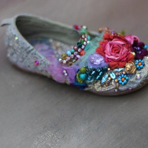 Decorative Embellished Painted Baby Shoe With Hand Sculpted Silk ...