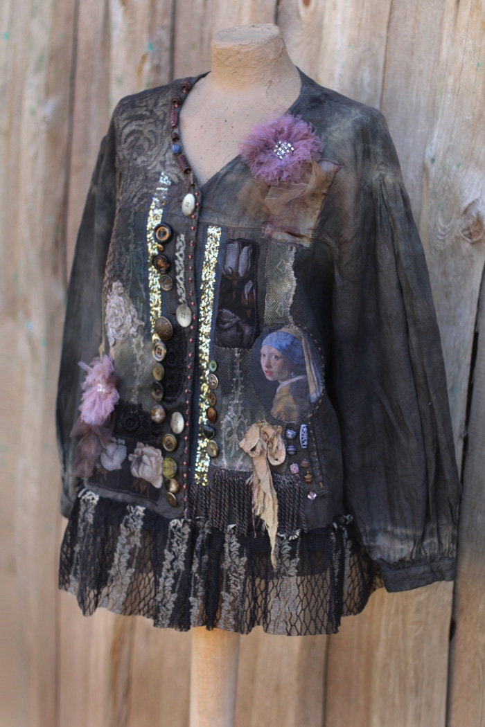 Boho Linen Jacket artsy Girl Plus Size, Rustic Linen Jacket, Vintage ...