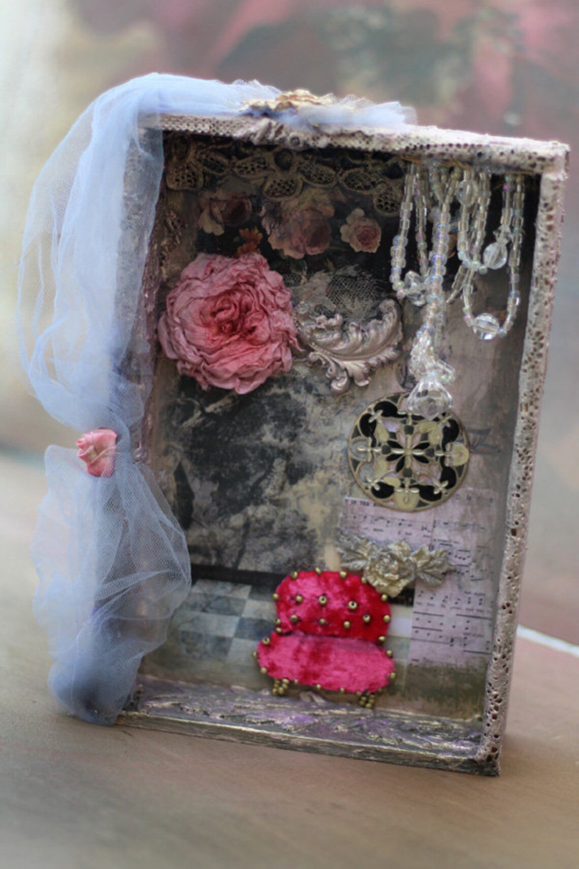 Collage Diorama, Assemblage Art, Shadow Box little Boudoir Original Art ...