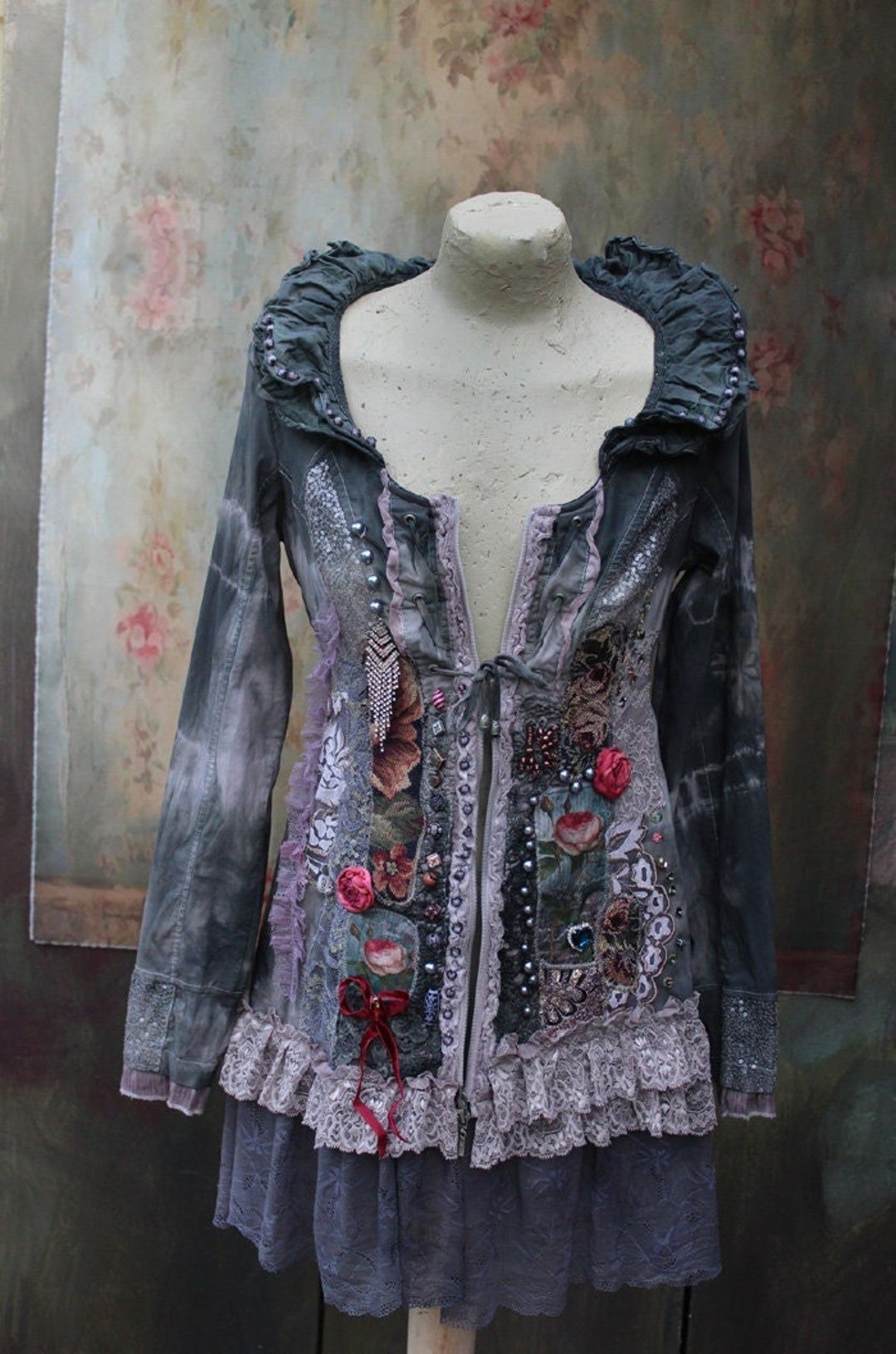 Boho Romantic Jacket With Vintage Laces and Beaded/embroidered Details ...