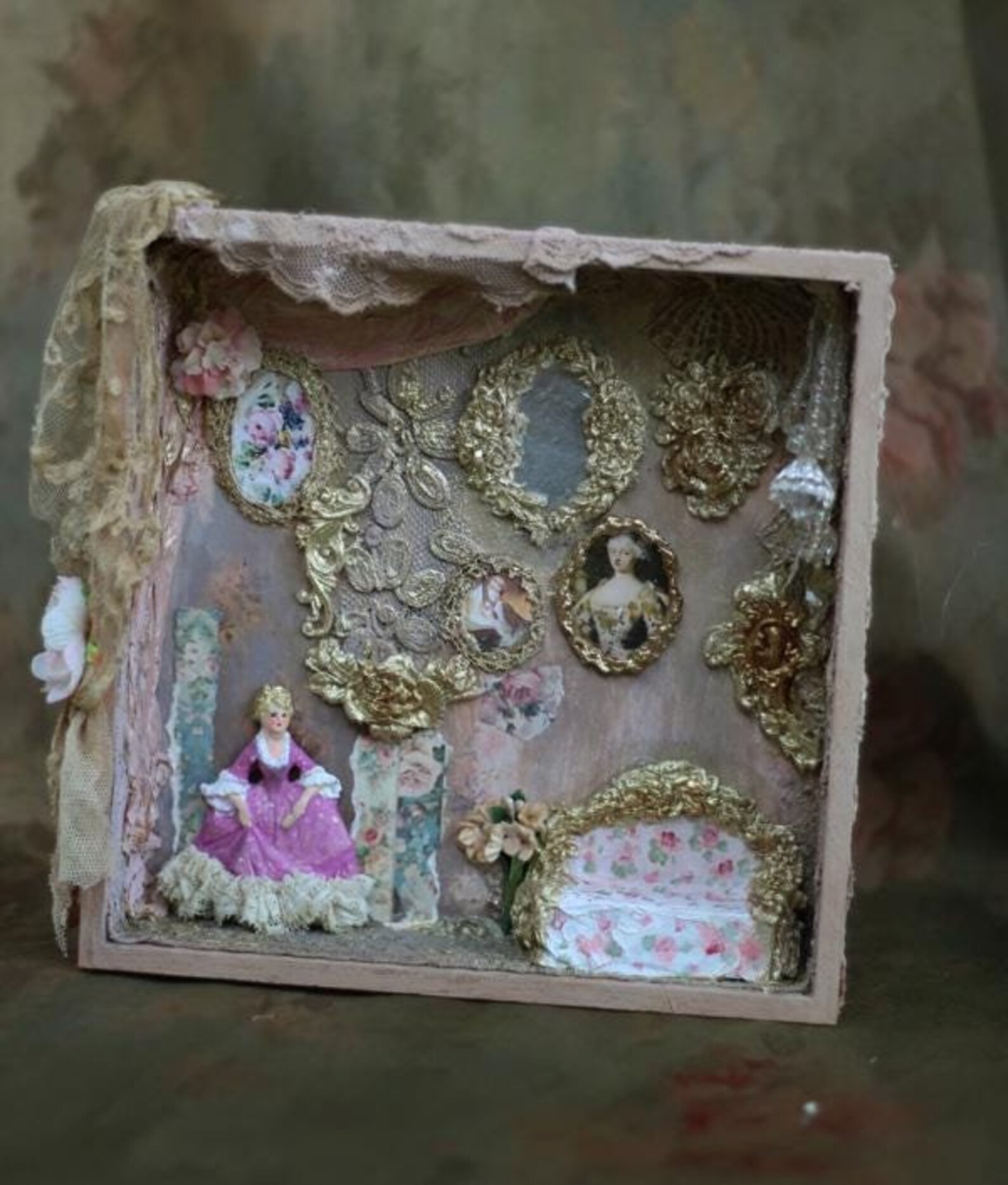 Collage Diorama, Assemblage Art Shadow Box 'little Boudoir Original Art ...