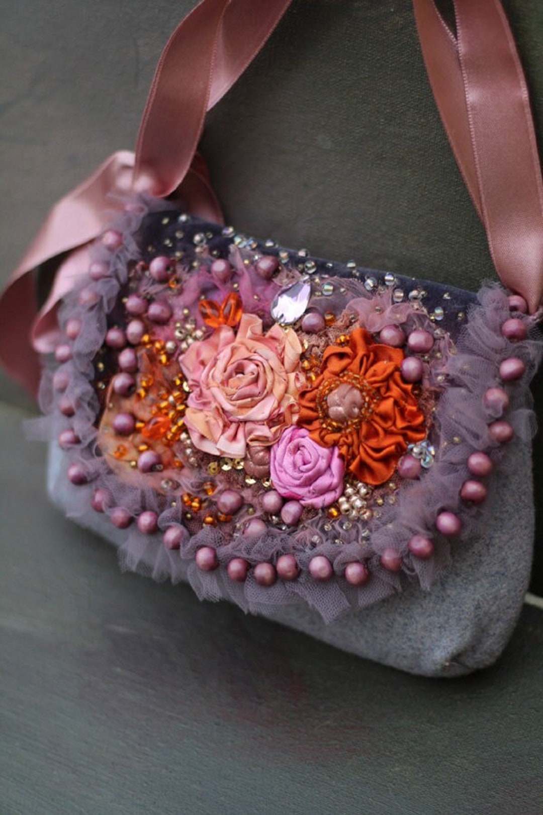 Small Boho Romantic Bag/purse "autumn Baroque" Embroidered Beaded, Boho ...