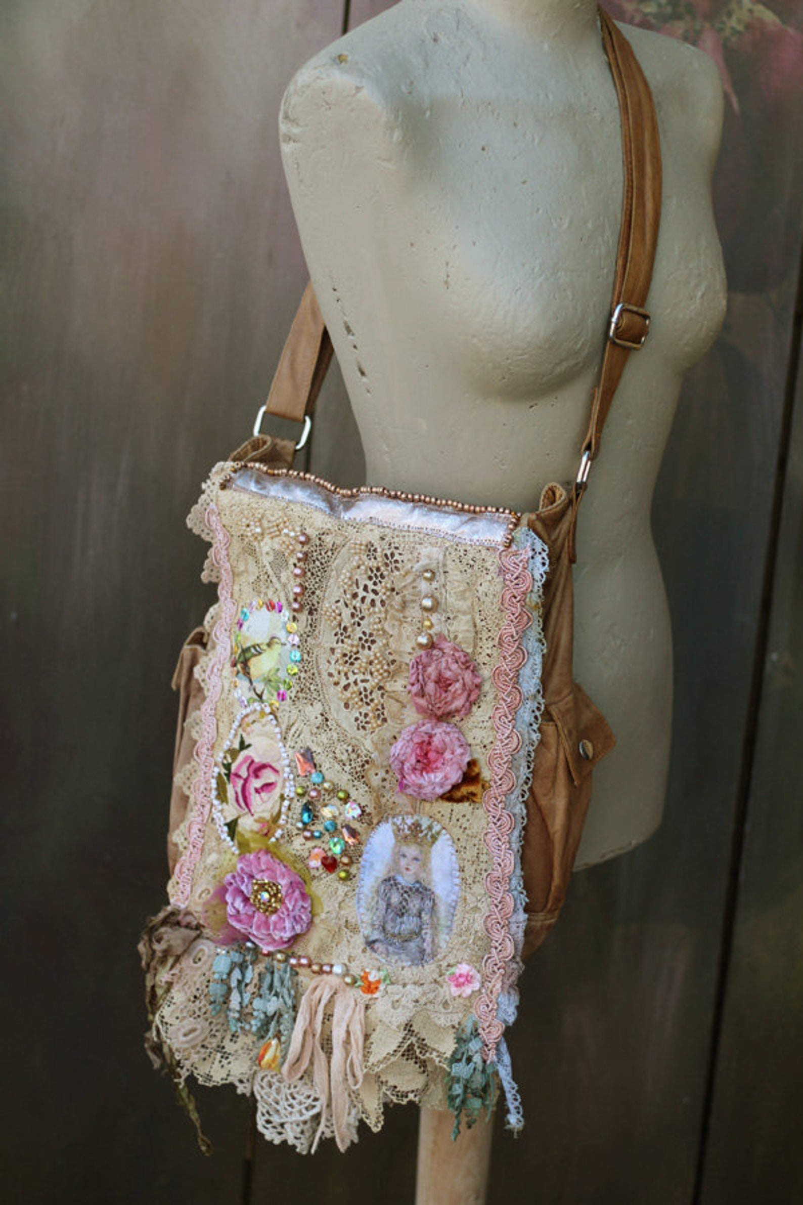 Ornate Boho Romantic Messenger Bag "boho Fairytale" Vintage Leather ...