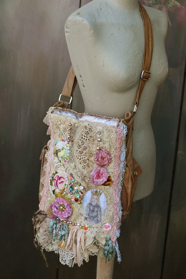 Ornate Boho Romantic Messenger Bag "boho Fairytale" Vintage Leather ...