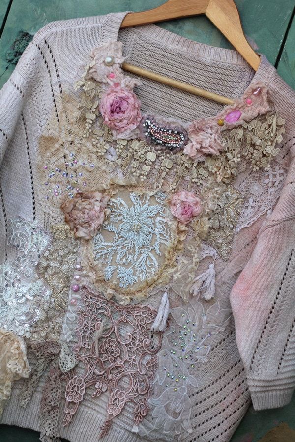 Artsy Boho Knit Jumper baroquish Hand Dyed Romantic Altered Couture ...