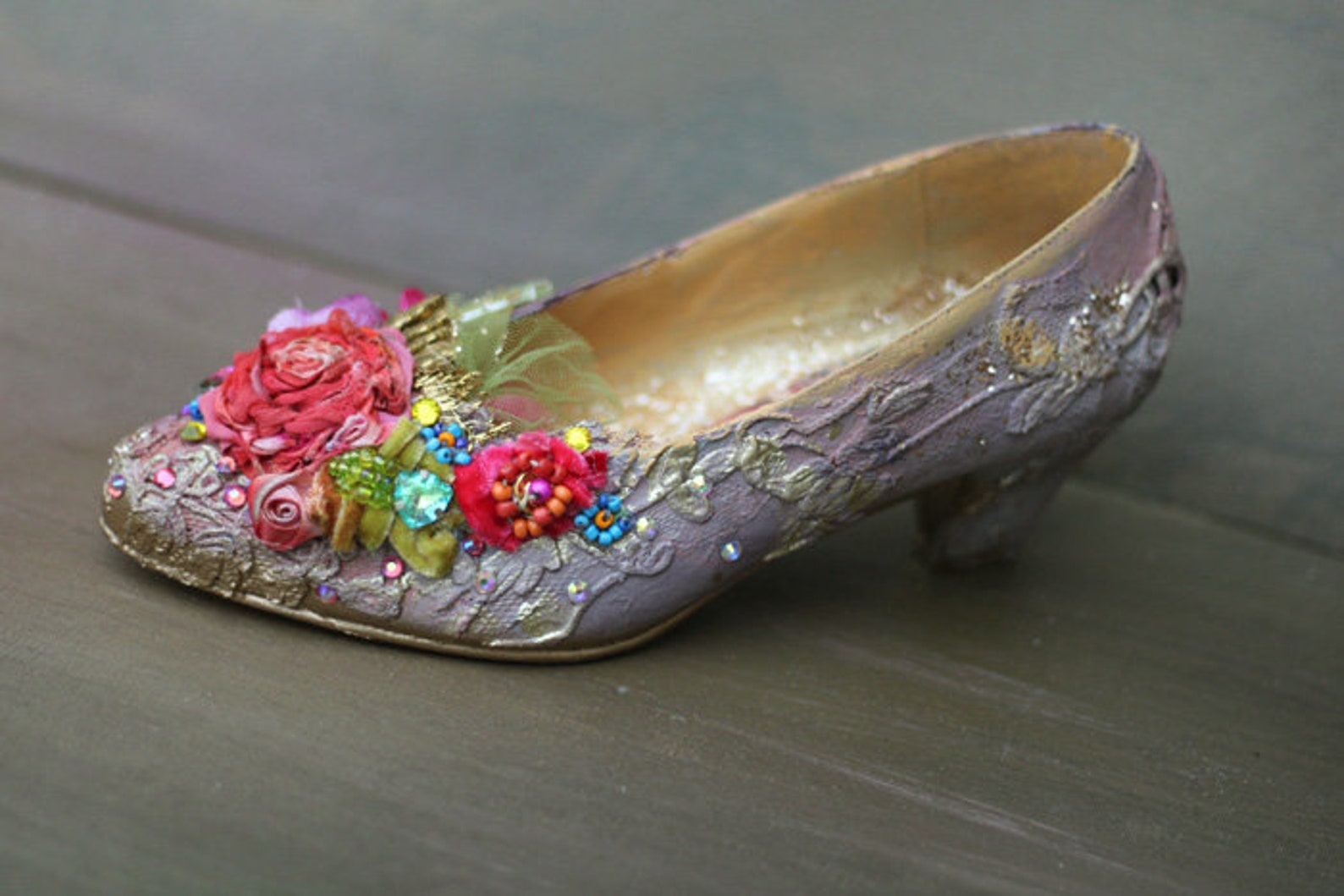 Decorative Embellished Painted Shoe "baroque Fairytale" With Hand ...