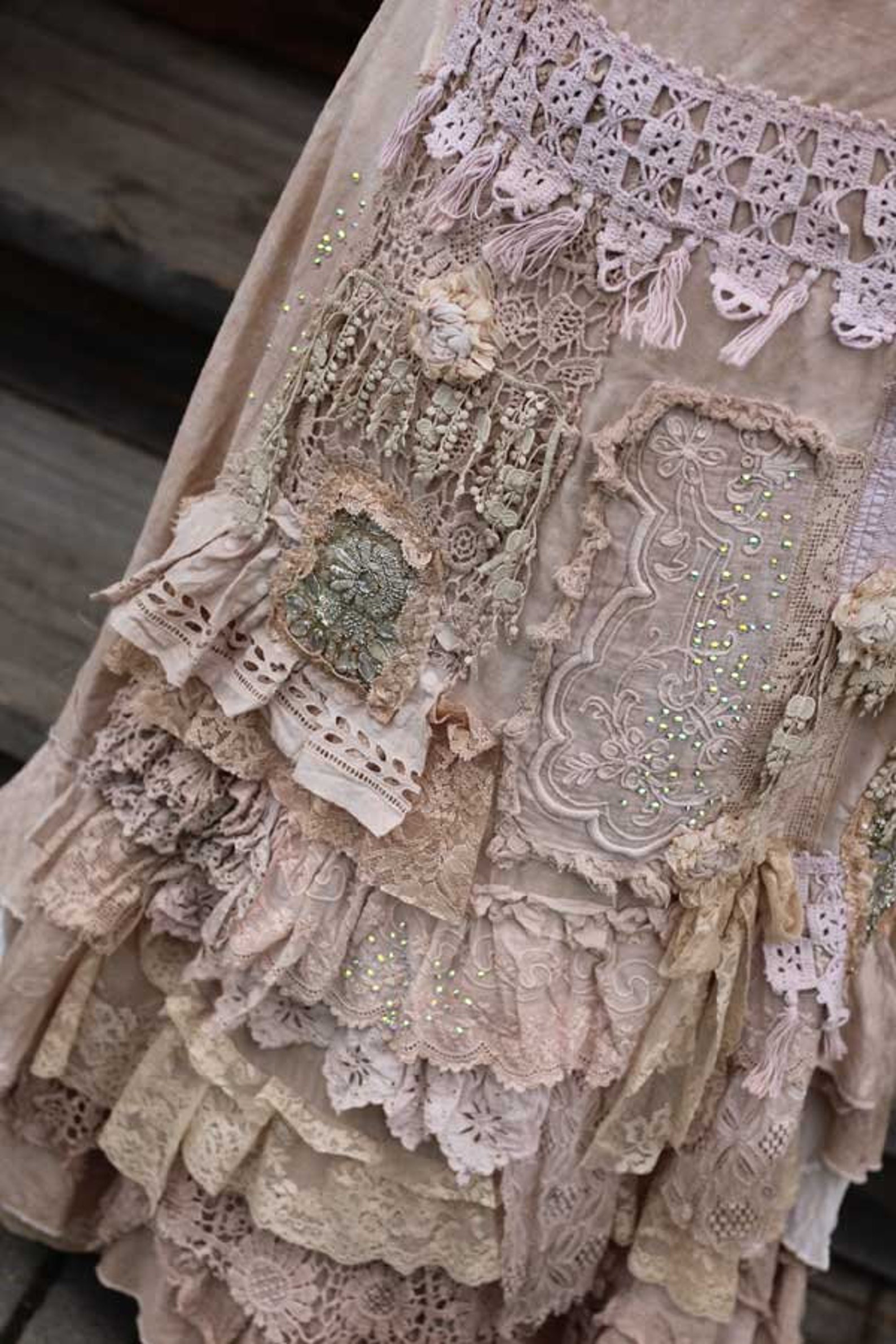 Boho Romantic Skirt "barocco"plus SIZE Sandy Beige Shades, With Layered ...