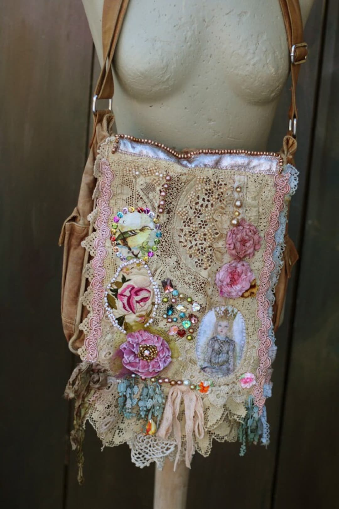 Ornate Boho Romantic Messenger Bag "boho Fairytale" Vintage Leather ...