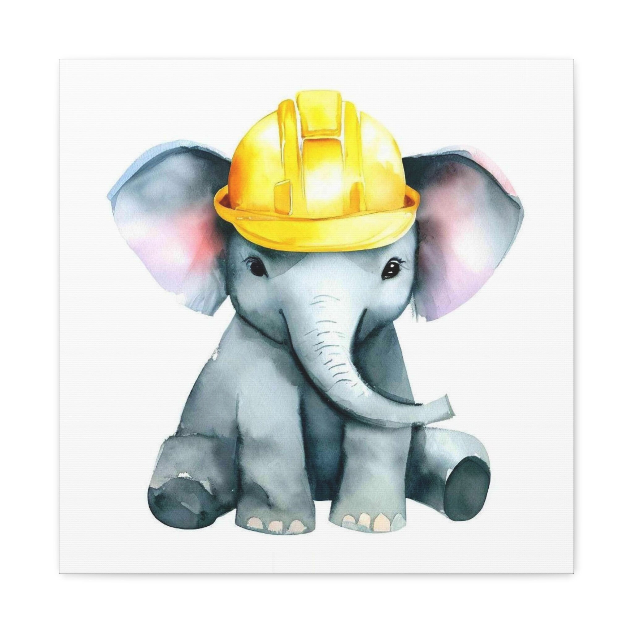Baby Elephant in Hardhat - Construction Theme Nursery, Playroom - Wall ...