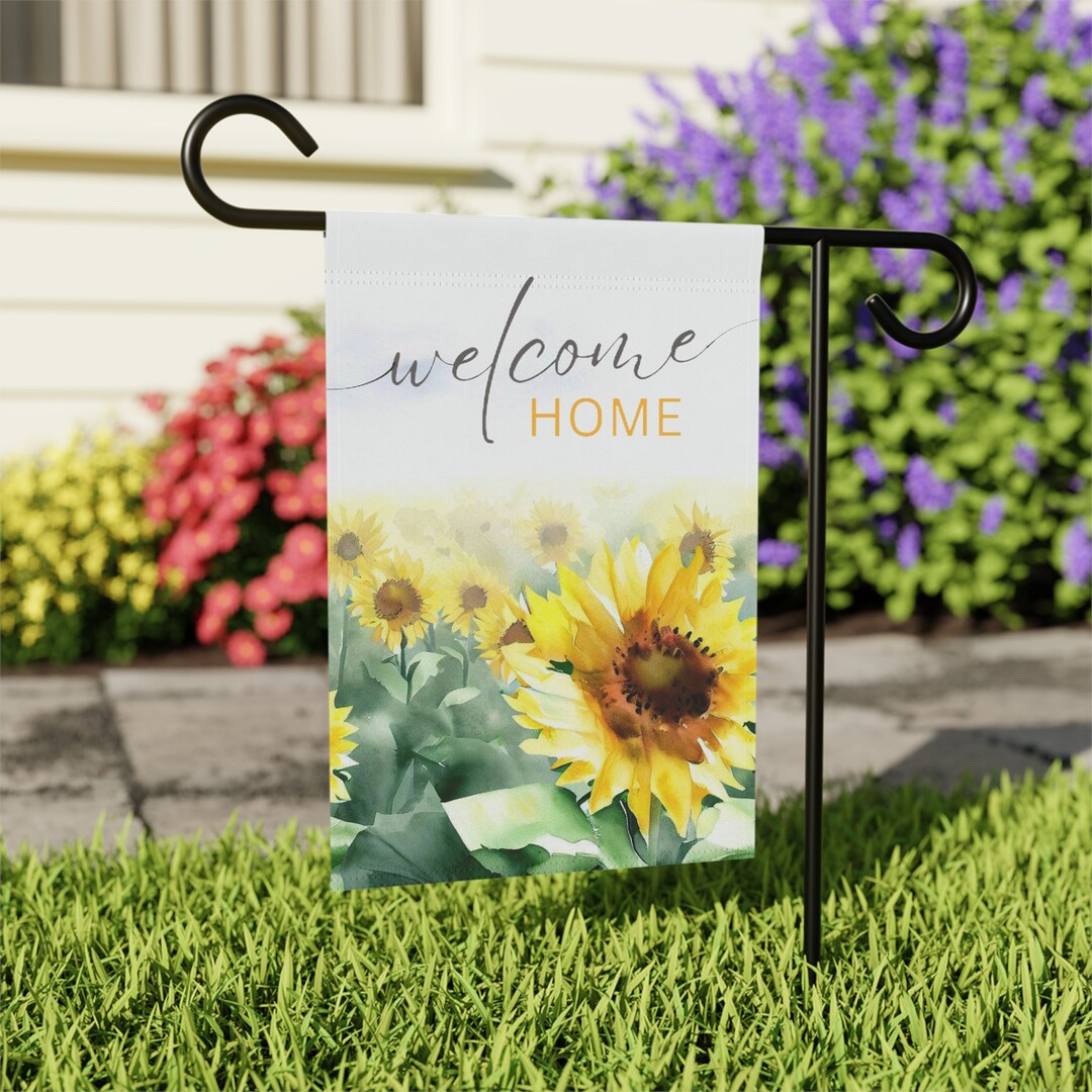 Welcome Home Sunflower Garden Pennant - Sign - Garden & House Banner - Etsy