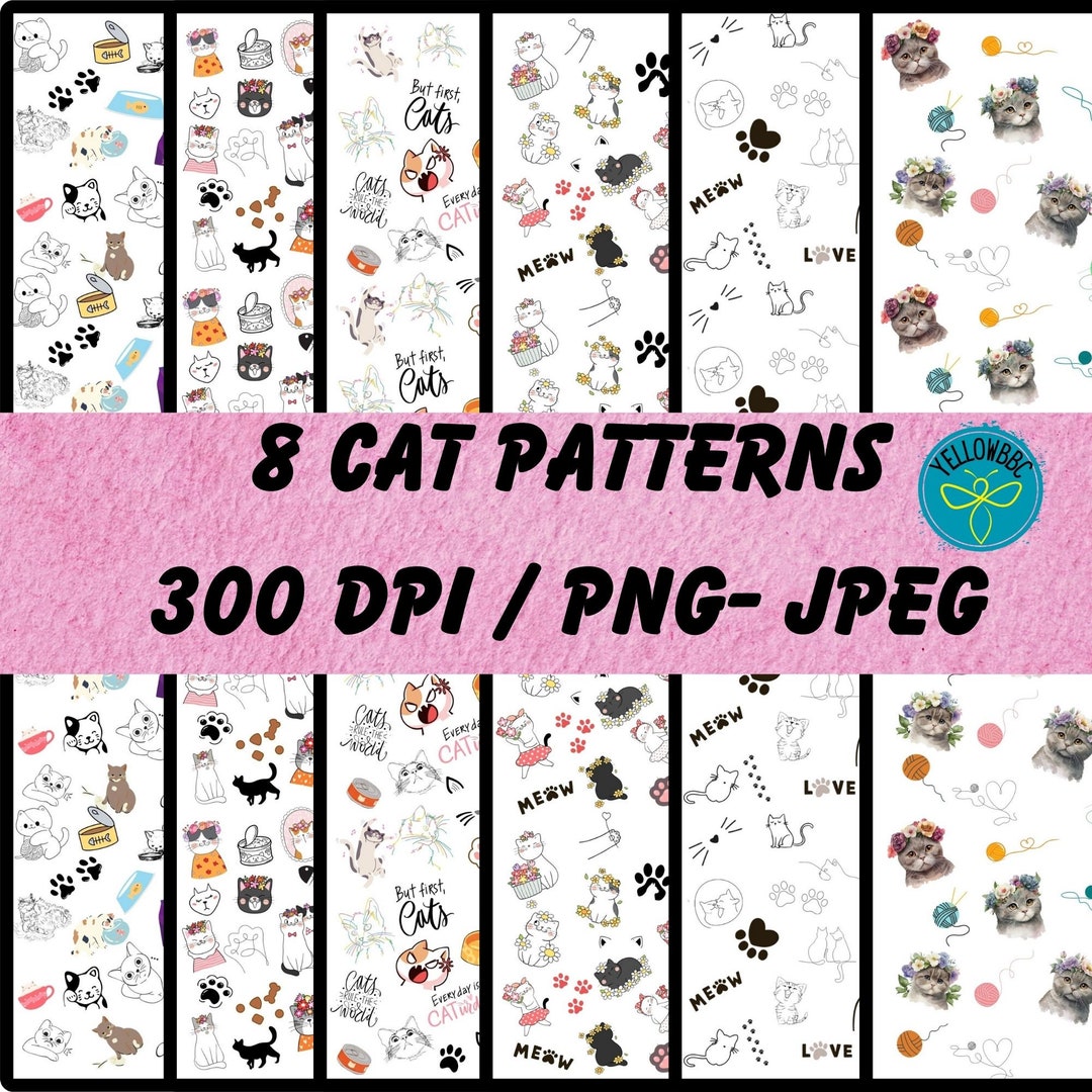 Cat Theme Digital Paper, Scrapbook Paper, Seamless Patterns, Digital ...