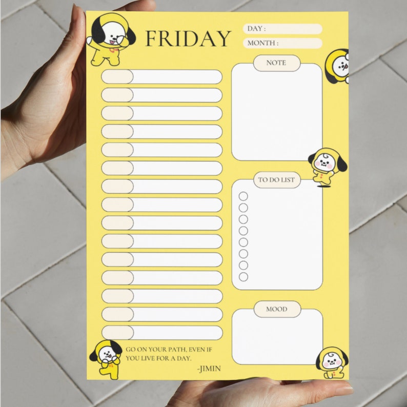 BT21 Theme Daily Planner, Digital Planner, Printable Planner, Weekly ...