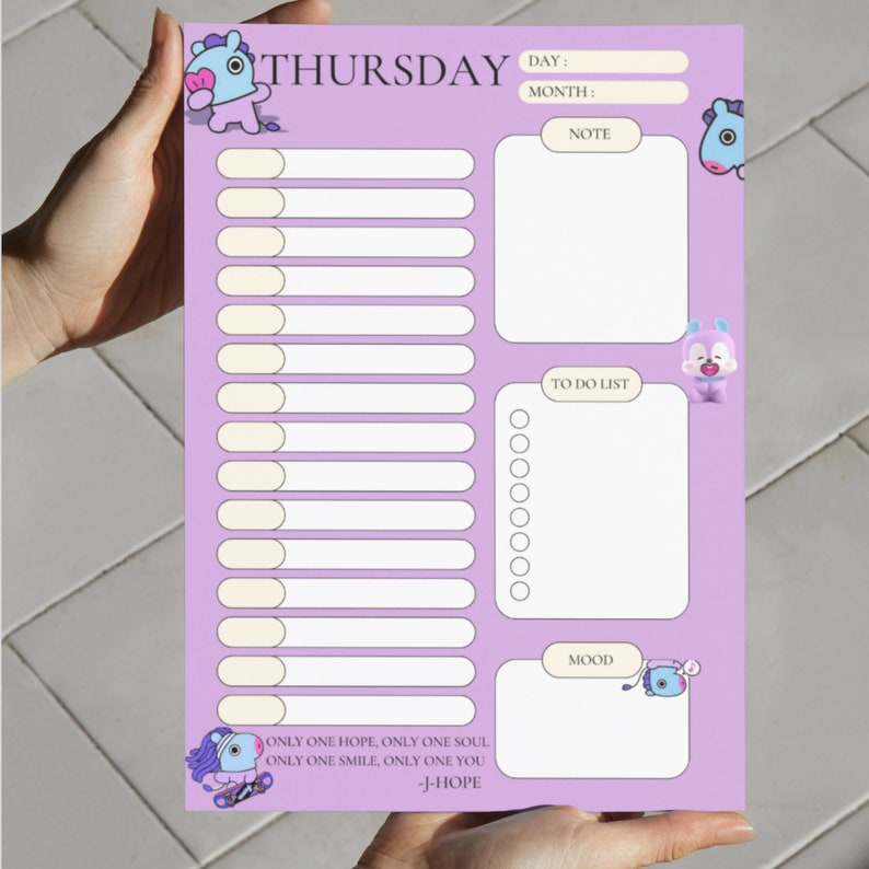 BT21 Theme Daily Planner, Digital Planner, Printable Planner, Weekly ...