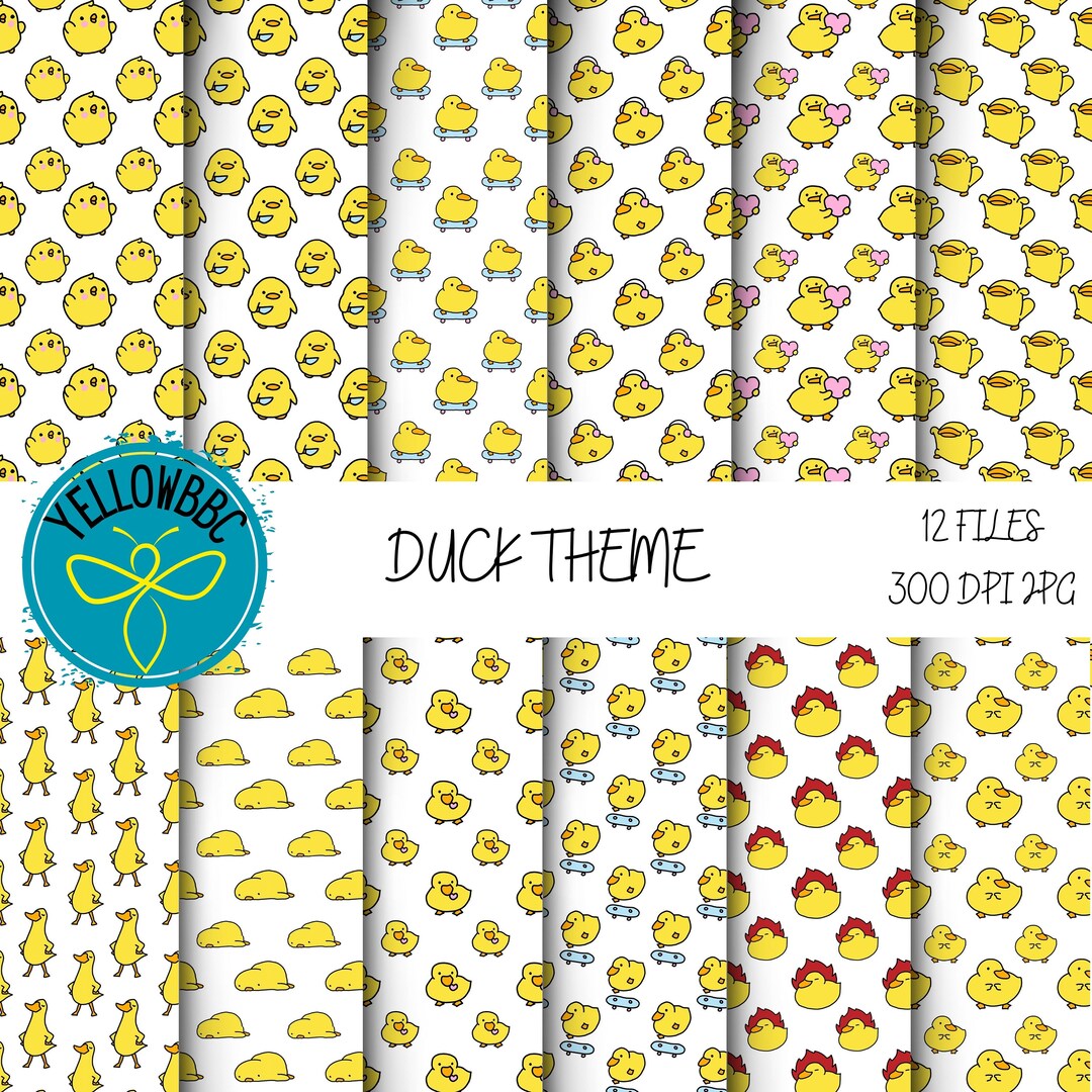Cute Duck Theme Digital Paper, Cute Scrapbook Paper, Duck Seamless ...