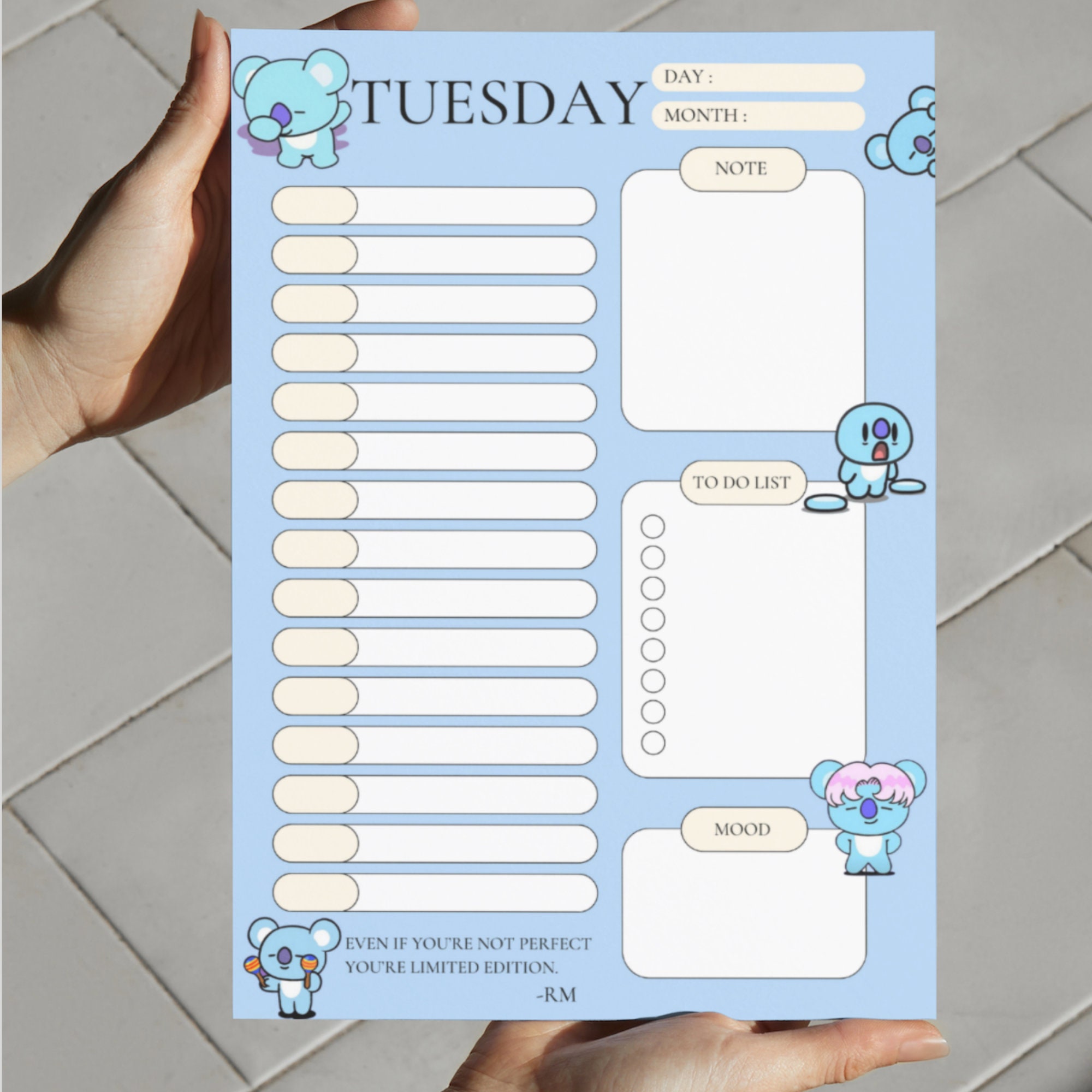 BT21 Theme Daily Planner, Digital Planner, Printable Planner, Weekly ...