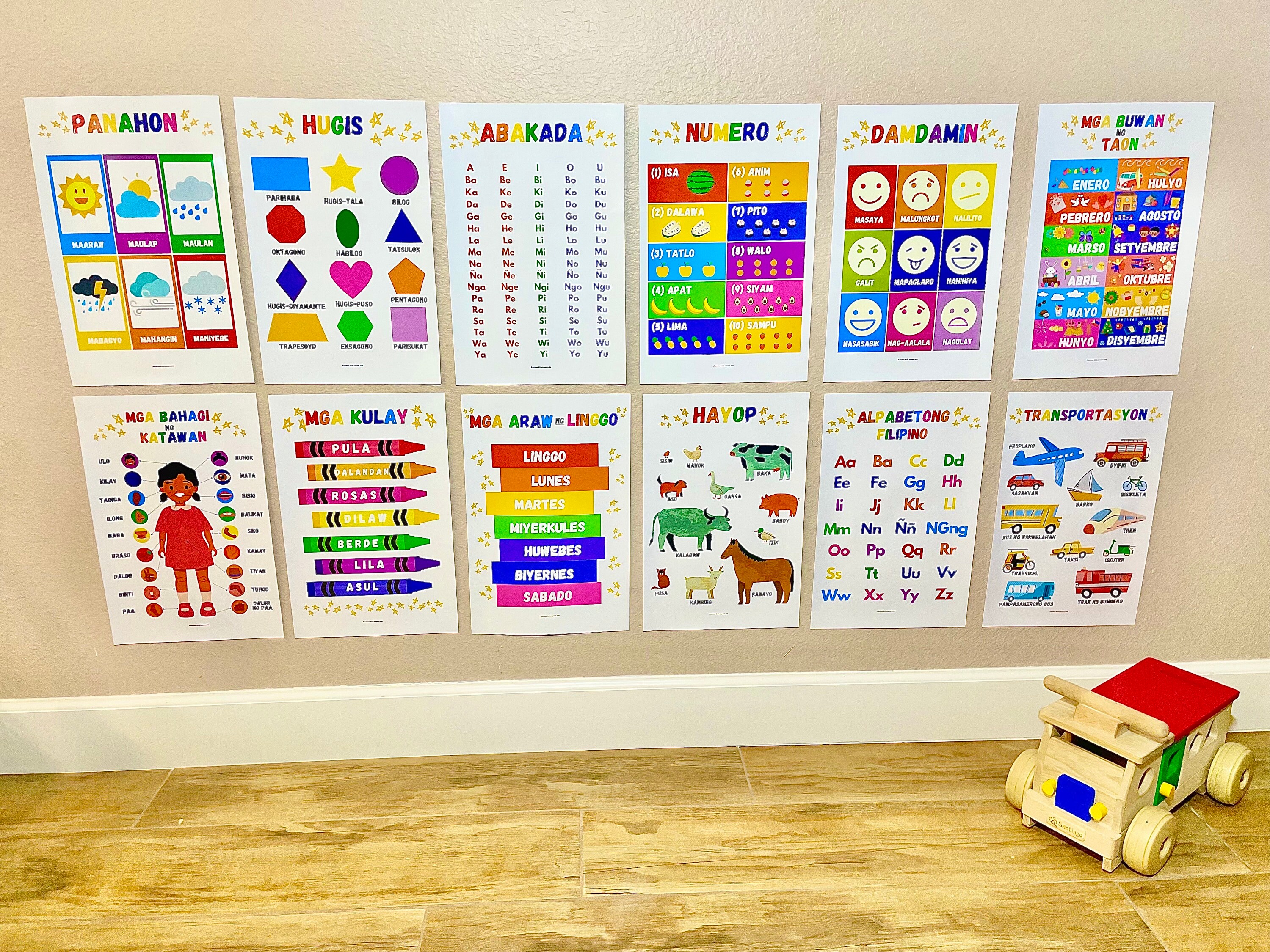 Early Learning Tagalog 0-7 Years Old Classroom Homeschool Wall Art ...