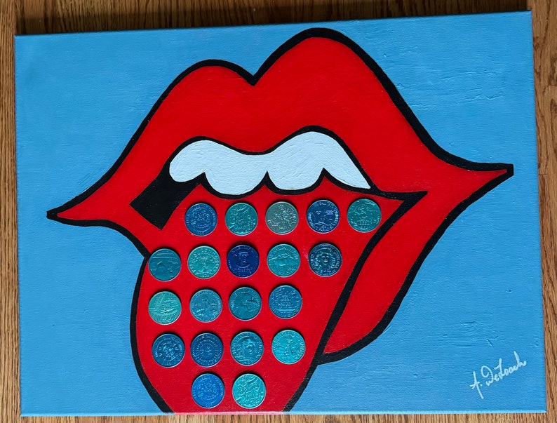 Art Pop Abstract Lips W/ Vintage New Orleans Doubloons - Etsy