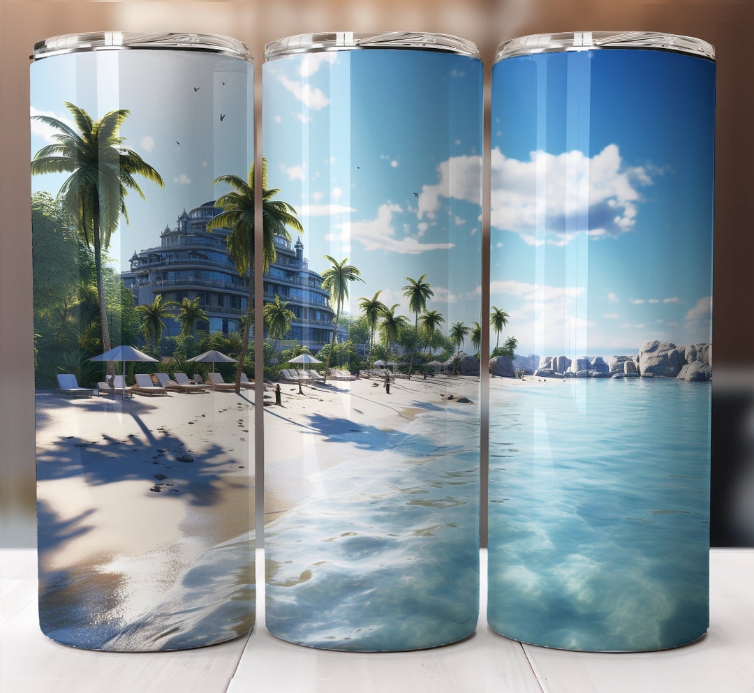 Beach Tumbler Wrap, Vacation Sublimation Design, Beach Resort PNG ...