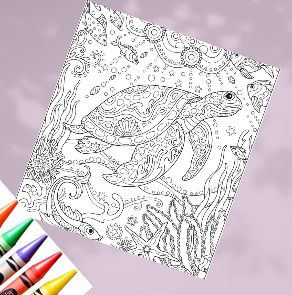 One Sea Creature Coloring Page Digital Coloring Sheet for Kids and ...