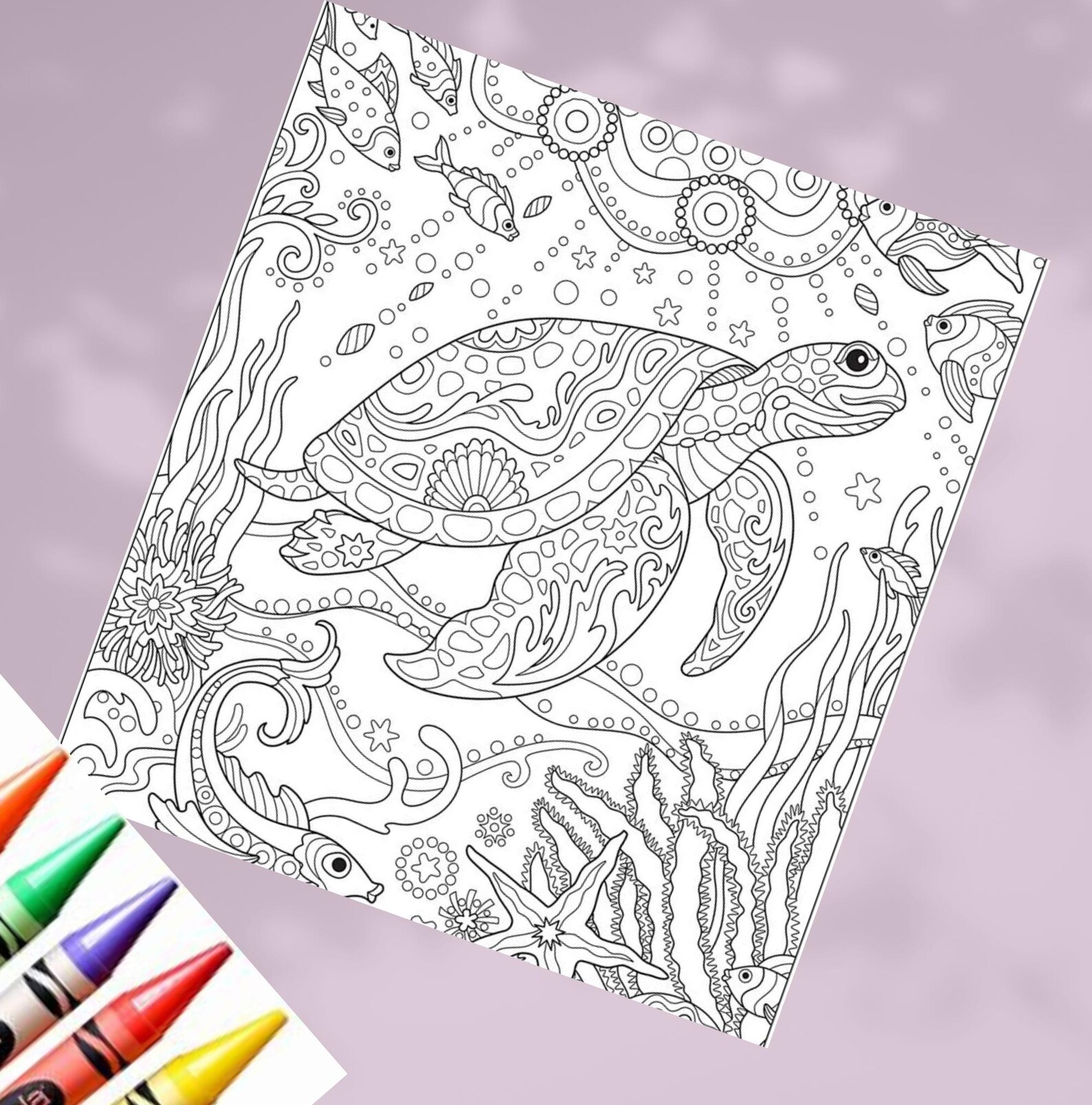 One Sea Creature Coloring Page Digital Coloring Sheet for Kids and ...