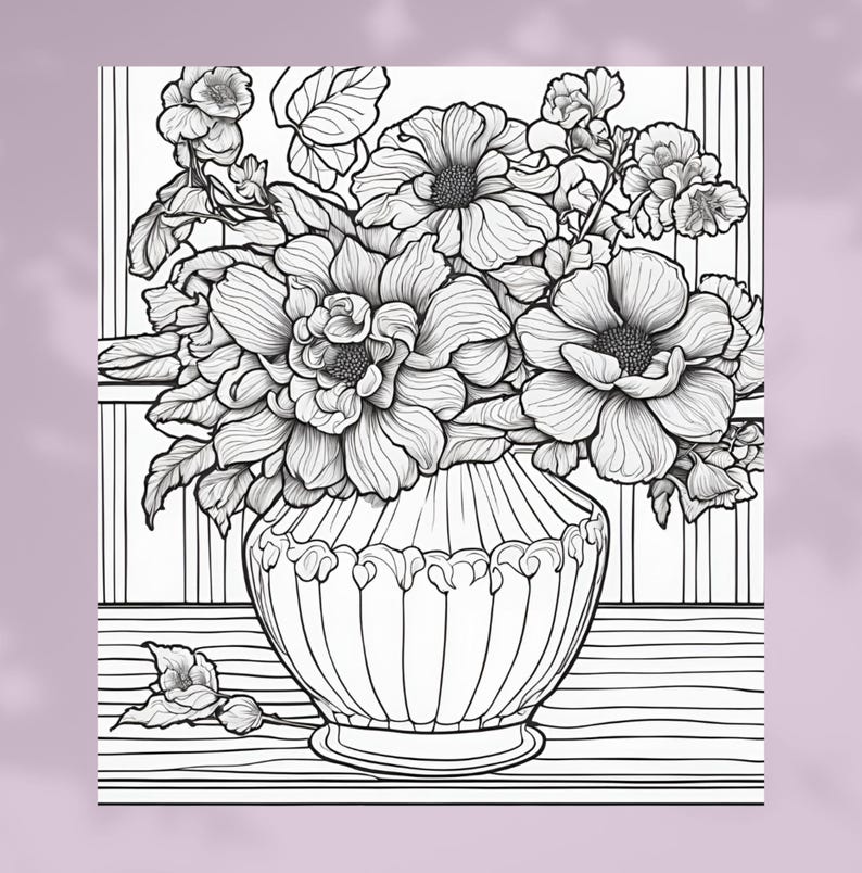 5 Printable Flower Vase Coloring Book Flowers in Vase Coloring Pages ...