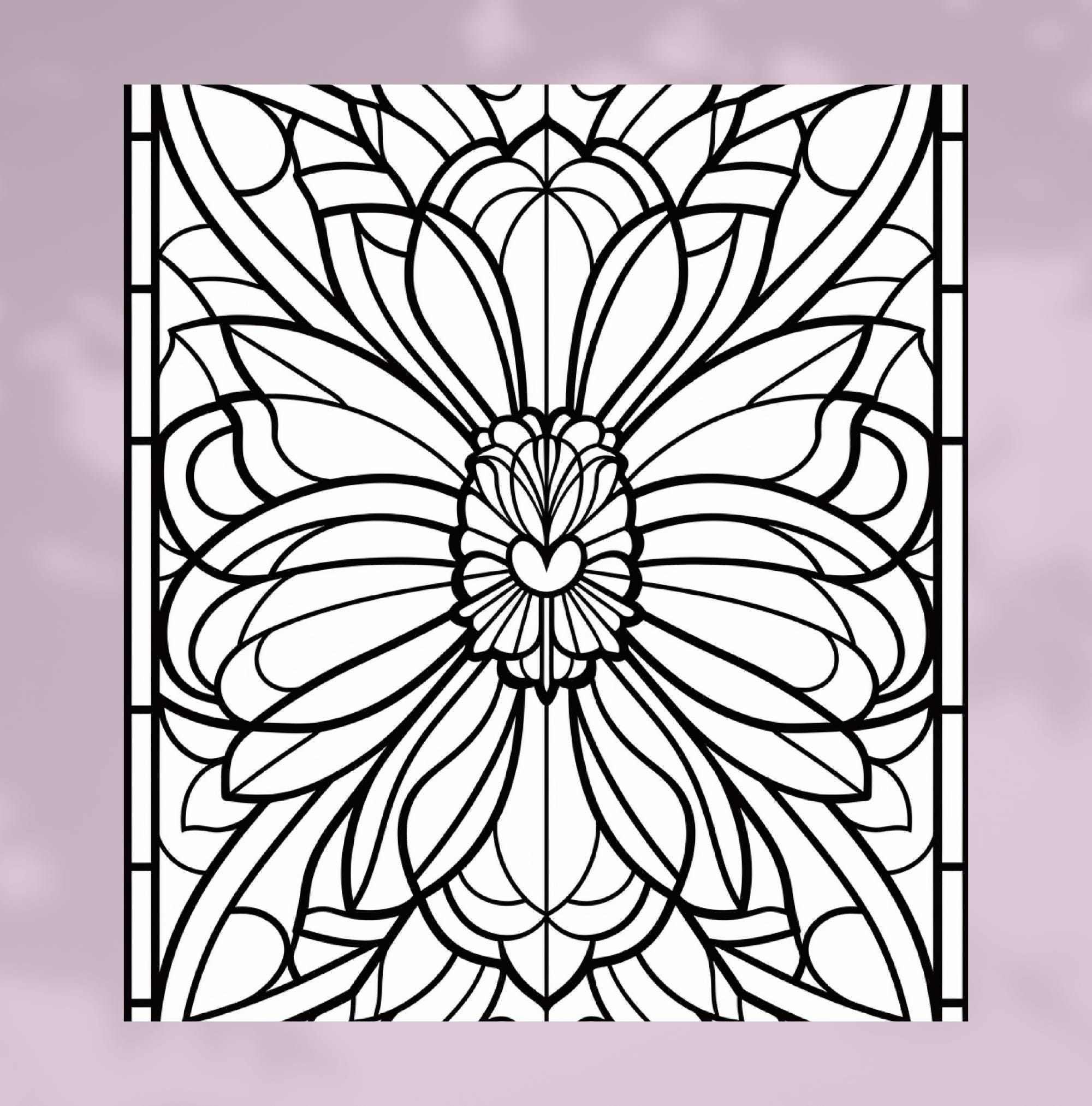 15 Stained Glass Coloring Pages Mandala Coloring Adults Coloring Book ...