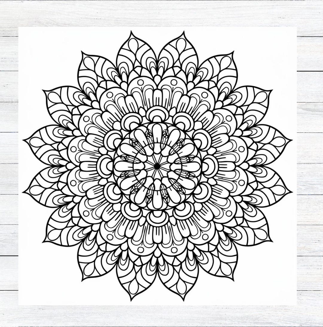 Mandala Floral Coloring Page Adult Color Sheet Nature Coloring Flower ...