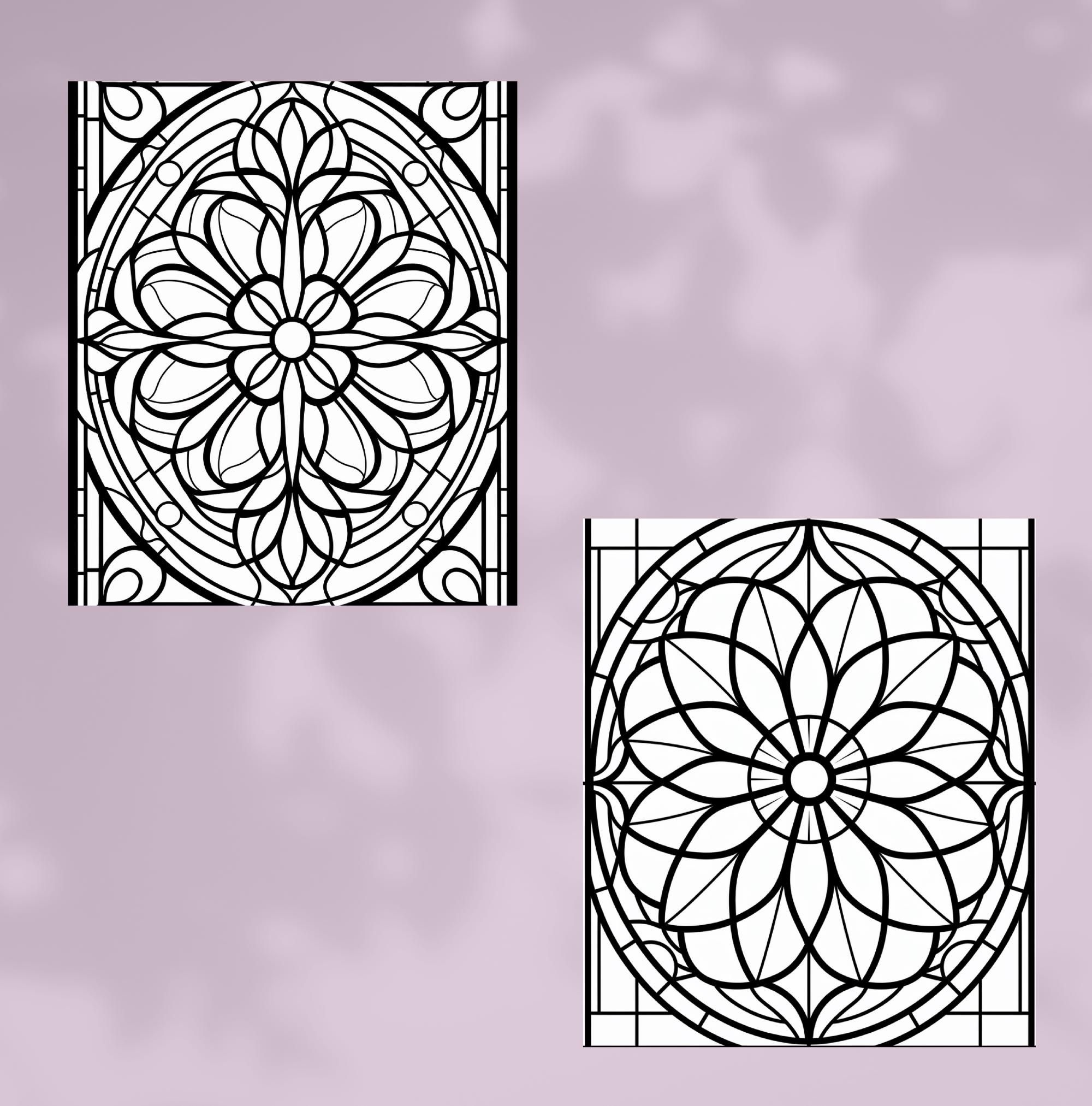 15 Stained Glass Coloring Pages Mandala Coloring Adults Coloring Book ...