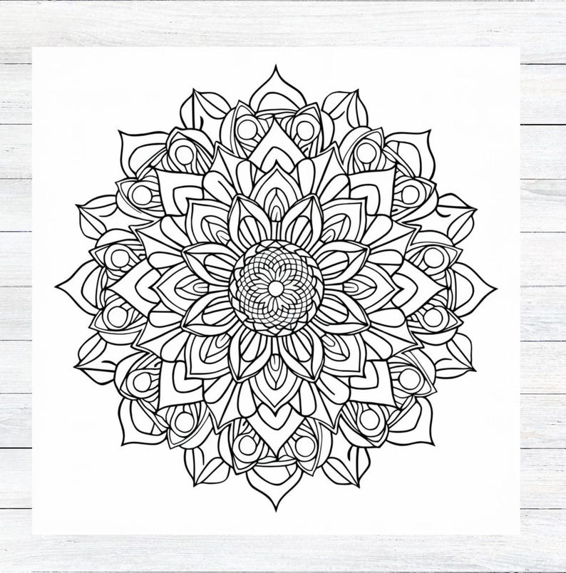 Mandala Coloring Page Nature Coloring Sheet Floral Coloring Adult ...