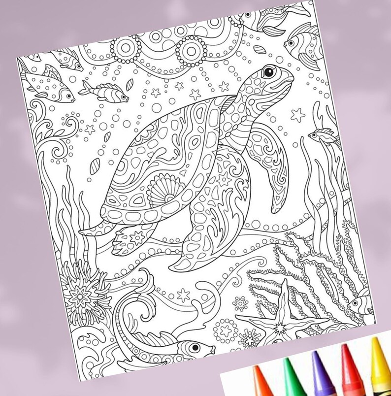 One Sea Creature Coloring Page Digital Coloring Sheet for Kids and ...