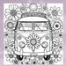 One Floral Car Coloring Page for Kids and Adults Digital Car Coloring ...