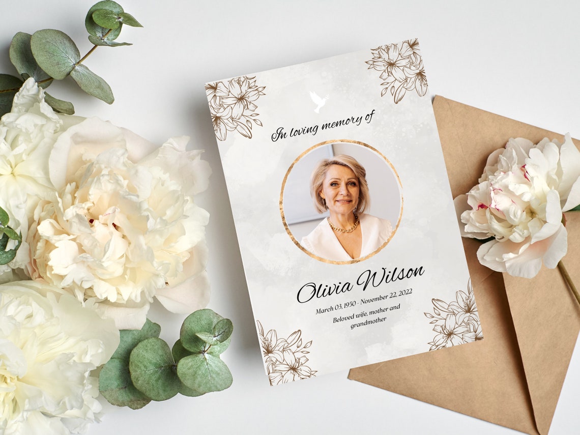 Funeral Invitation Card, Funeral Program Card, Editable and Printable ...