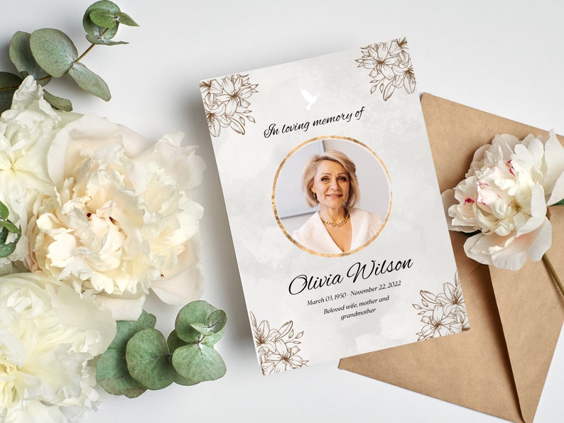 Funeral Invitation Card, Funeral Program Card, Editable and Printable ...