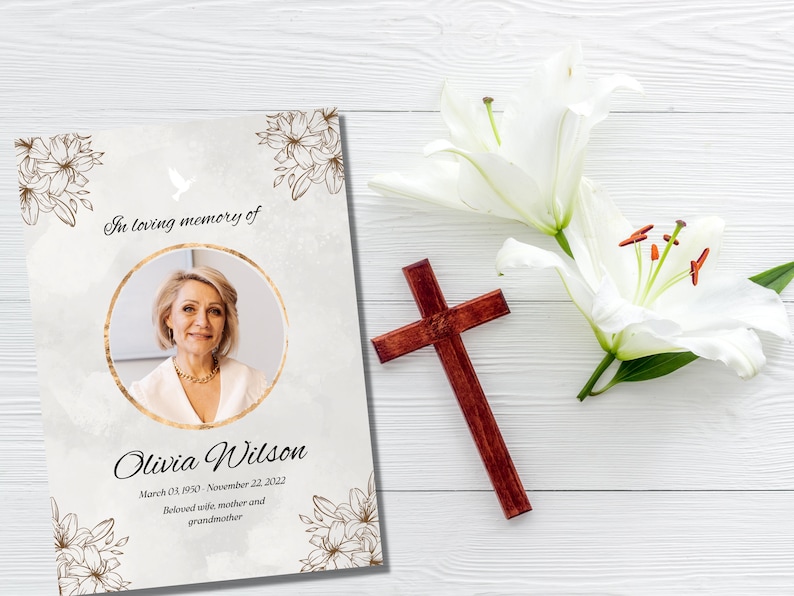 Funeral Invitation Card, Funeral Program Card, Editable and Printable ...