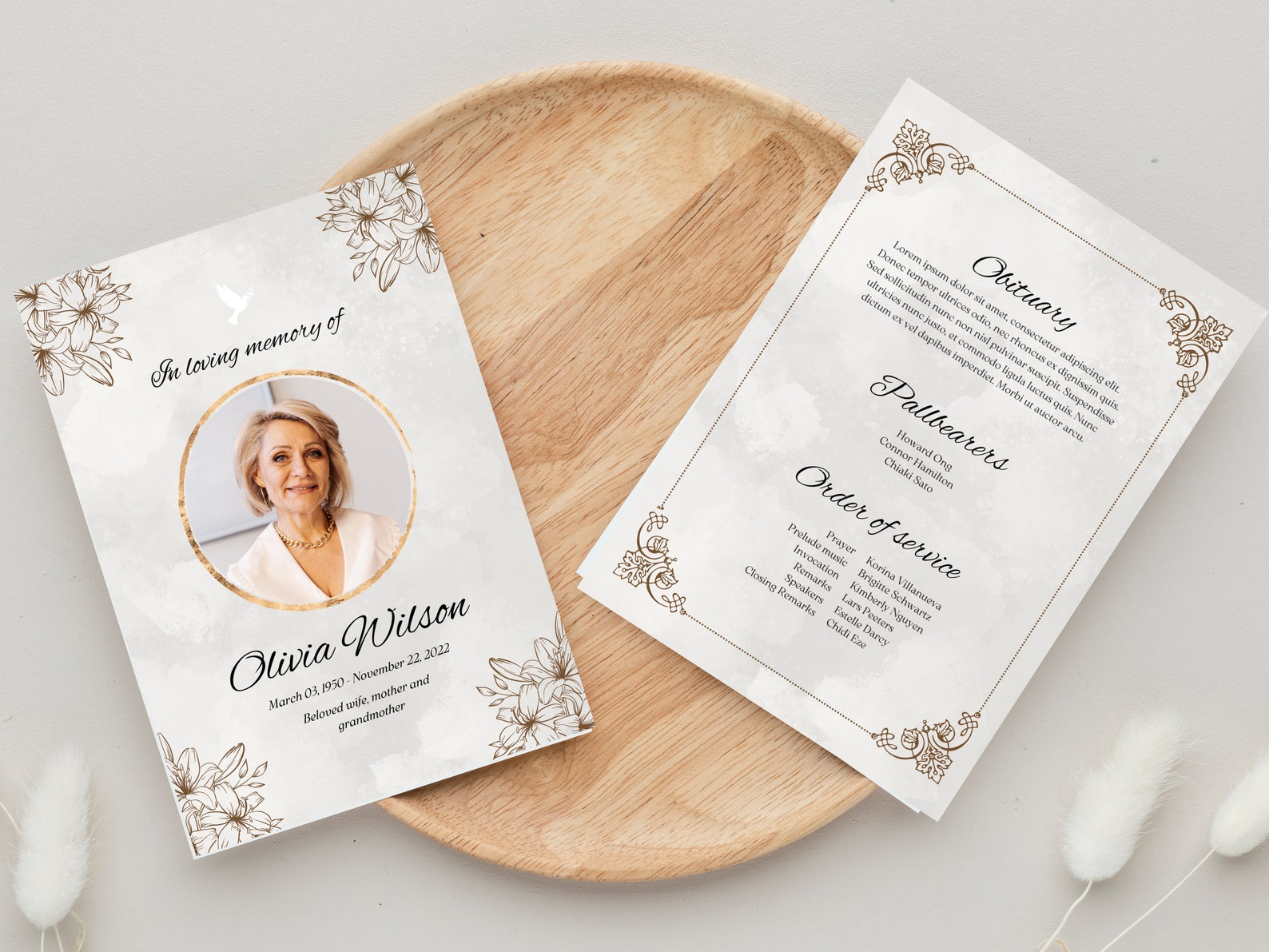 Funeral Invitation Card, Funeral Program Card, Editable and Printable ...