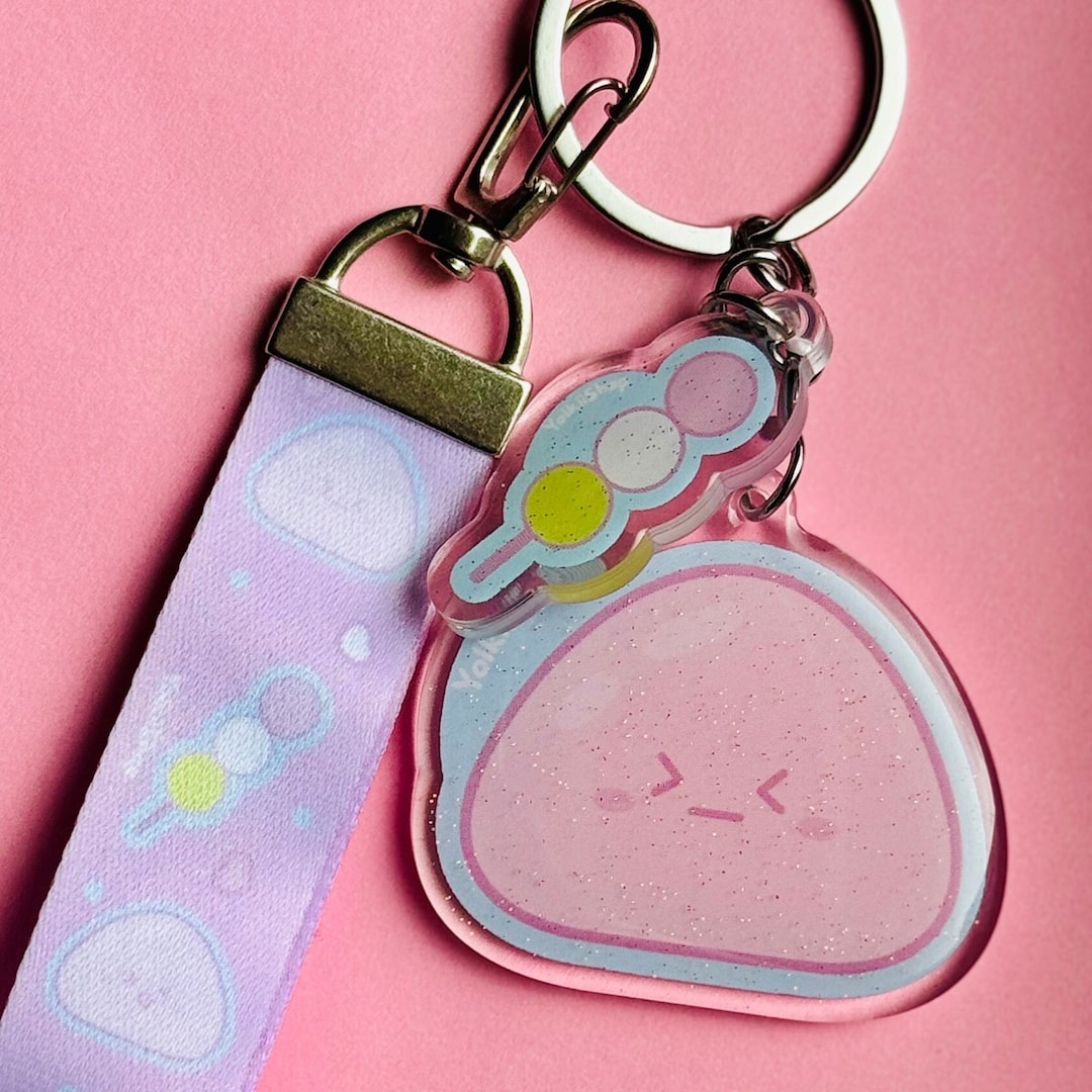 Cute Kawaii Sakura Mochi Keychain W Dango Charm and Lanyard | Japanese ...
