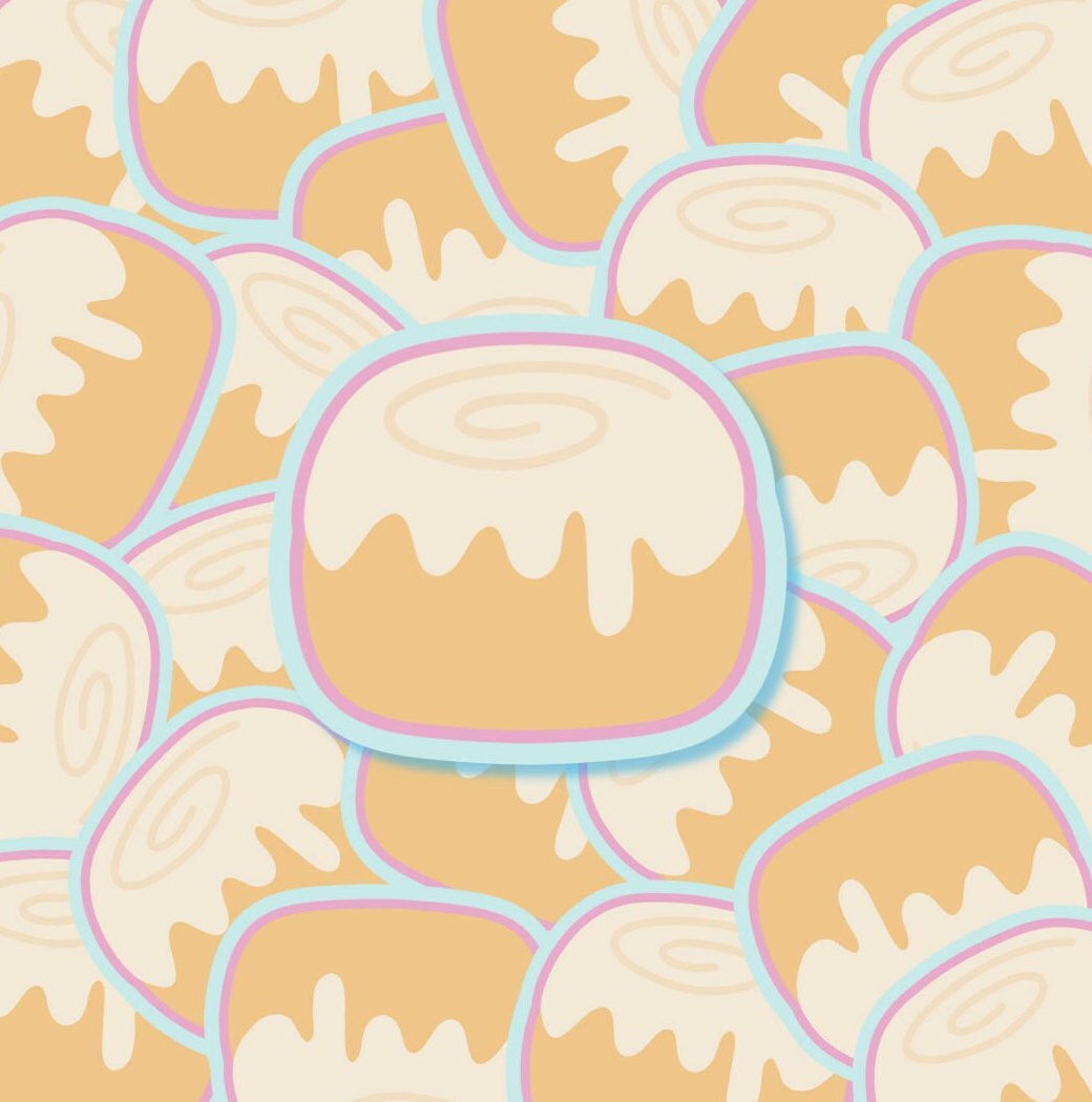 Cute Cinnamon Bun Matte Vinyl Sticker - Etsy