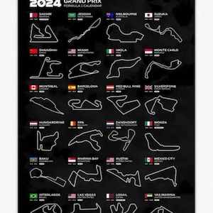 Grand Prix Formula 1 Calendar Print, Wall Art Pictures Canvas Print - Etsy