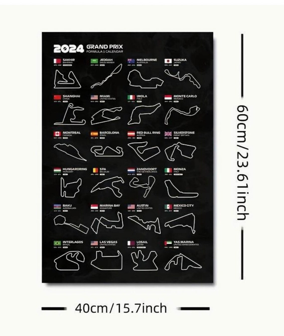 Grand Prix Formula 1 Calendar Print, Wall Art Pictures Canvas Print - Etsy