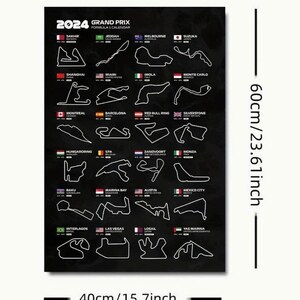 Grand Prix Formula 1 Calendar Print, Wall Art Pictures Canvas Print - Etsy