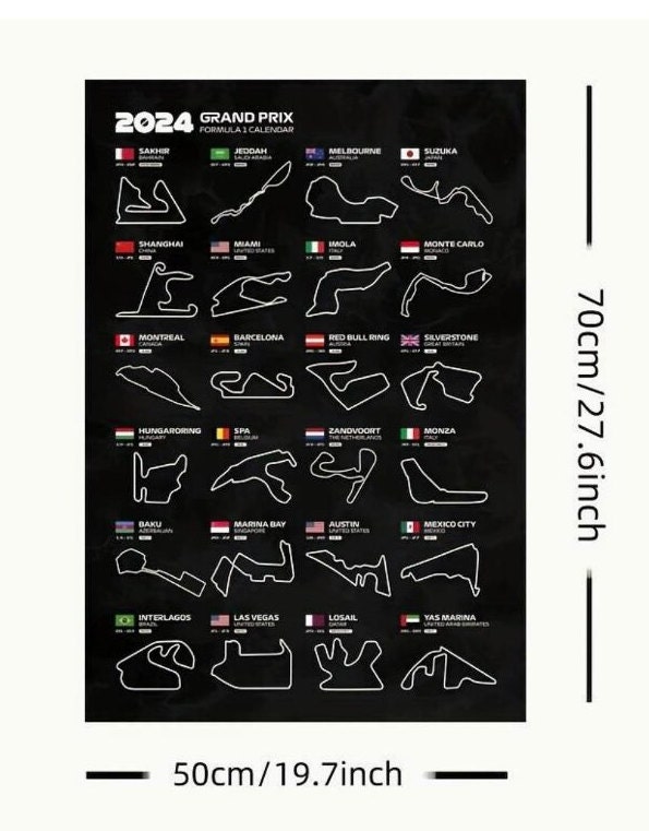 Grand Prix Formula 1 Calendar Print, Wall Art Pictures Canvas Print - Etsy