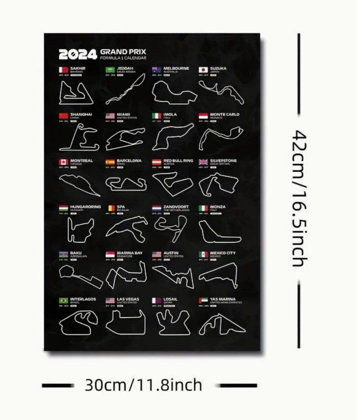 Grand Prix Formula 1 Calendar Print, Wall Art Pictures Canvas Print - Etsy