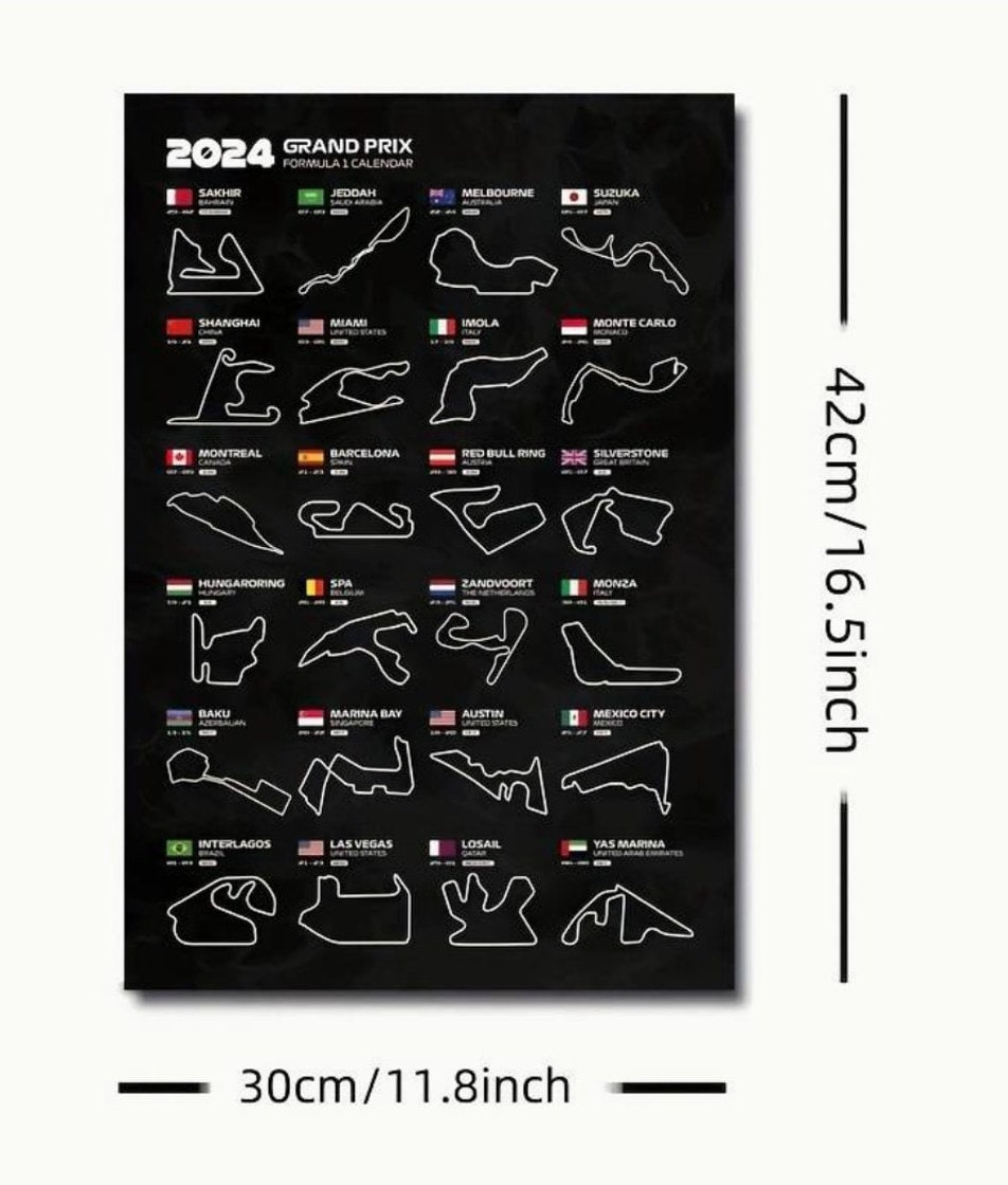 Grand Prix Formula 1 Calendar Print, Wall Art Pictures Canvas Print - Etsy