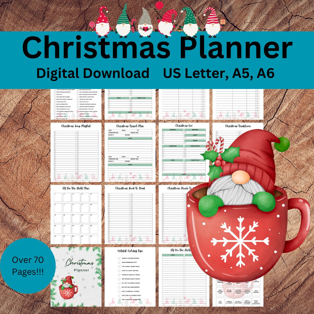 Gnome Christmas Planner Printable, Holiday Planner Digital Download ...