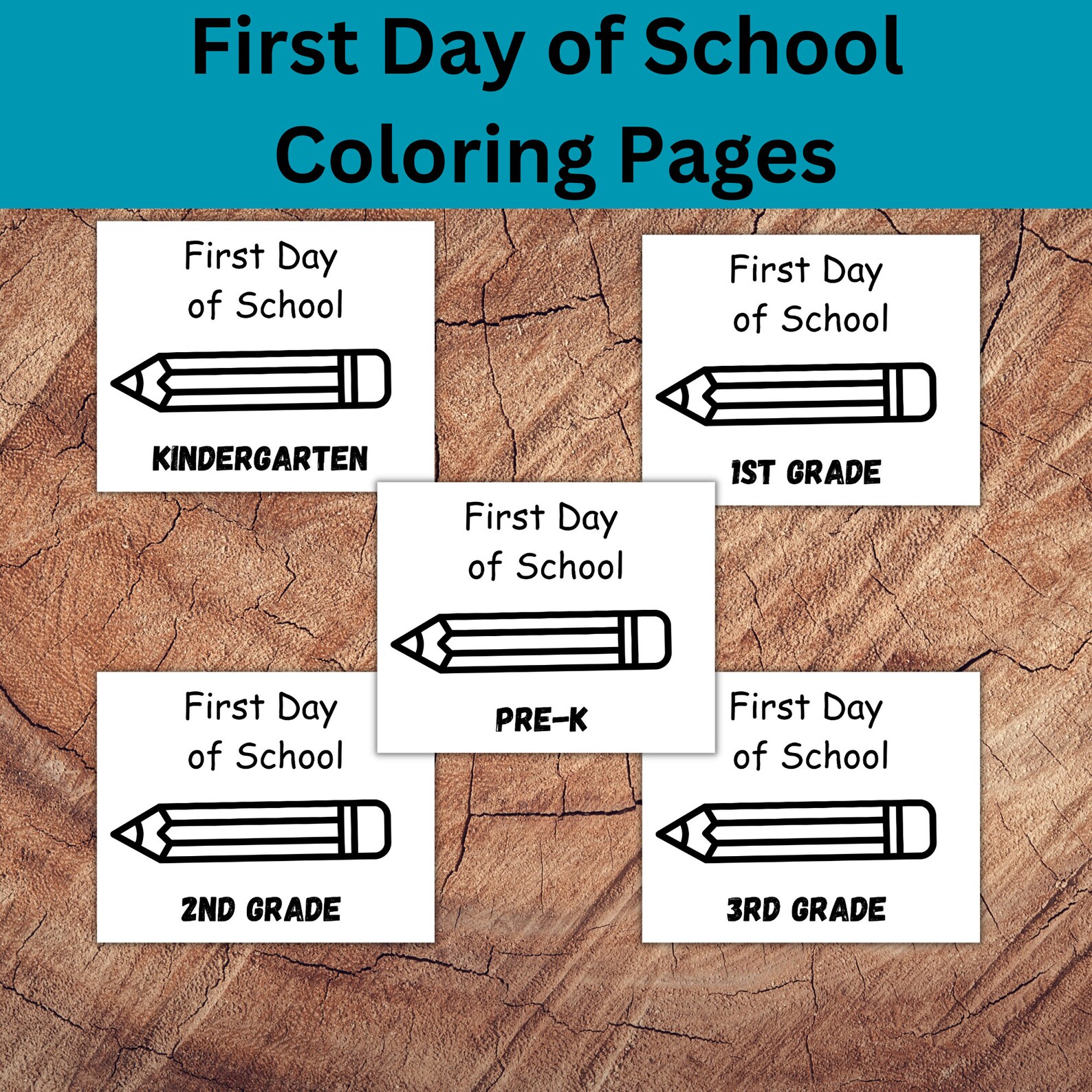 First Day of School Sign Coloring Pages, Pencil Coloring Page, Pre-k ...